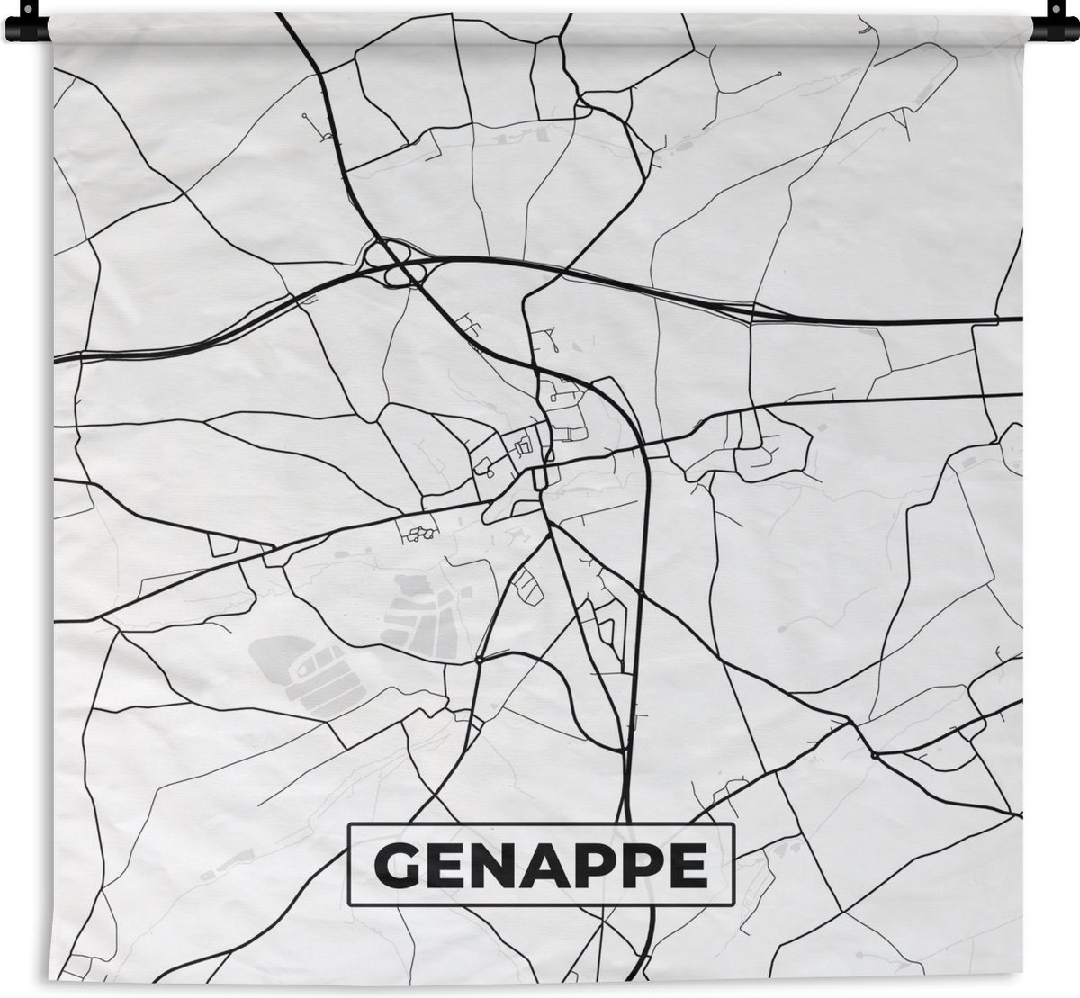 Wandkleed - Wanddoek - Stadskaart – Plattegrond – België – Zwart Wit ...