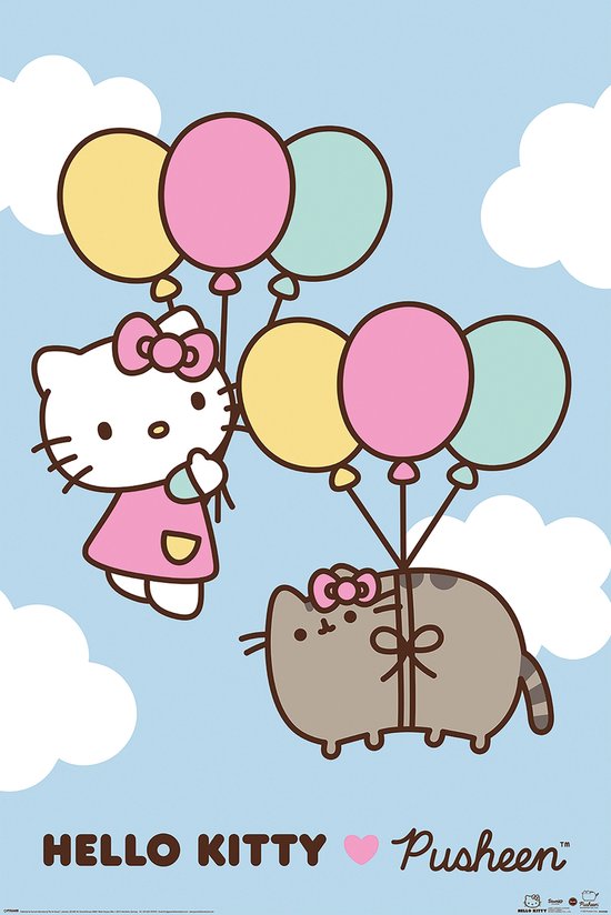 Pyramid Pusheen x Hello Kitty Up Up and Away Poster - 61x91,5cm | bol.com