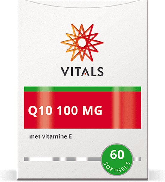 Vitals - Q10 - 100 mg - 60 softgels - Zuivere, hoogwaardige Q10 met vitamine E | bol.com
