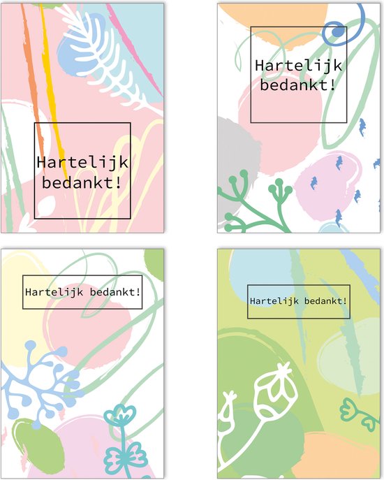 Bedankkaarten - Set van 12 x bedankkaart | bol