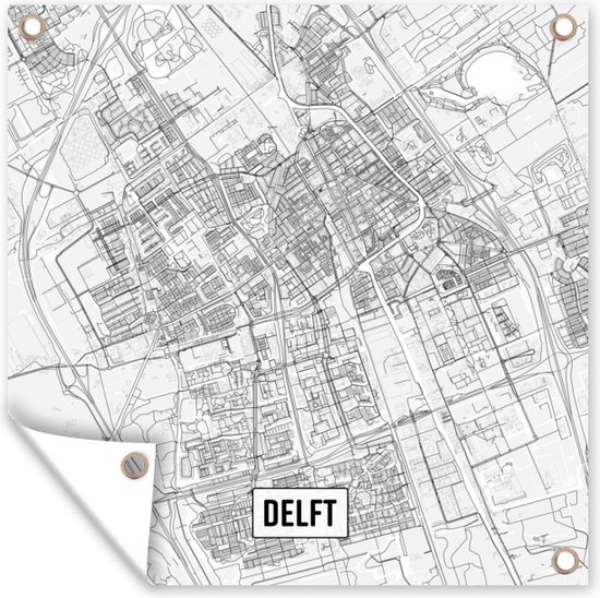 Tuin poster Stadskaart Delft - 200x200 cm - Plattegrond - Tuindoek ...