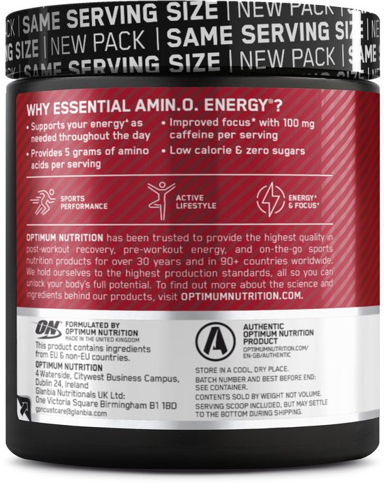 Optimum Nutrition Essential Amino Energy - Fruit Fusion - Pre Workout ...