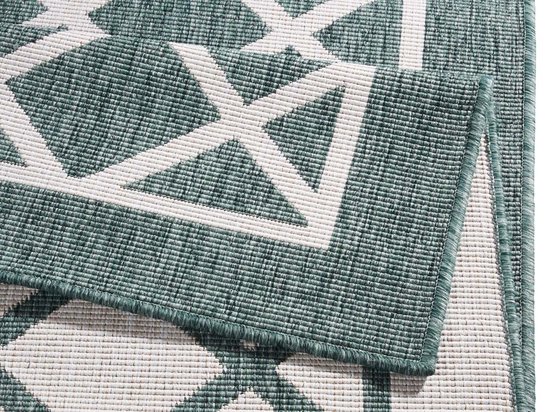 Loper binnen & buiten ruiten Sydney - groen/crème 80x250 cm | bol.com