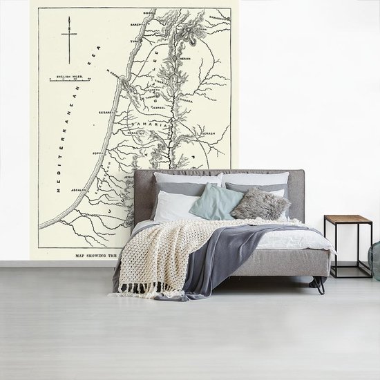 Fotobehang vinyl - Illustratie van een historische kaart van Israël ...