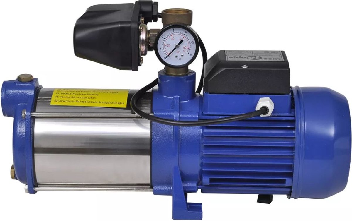Jet pomp met waterdrukmeter 1300 W 5100 L/u blauw | bol.com