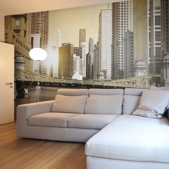 Fotobehang - Chicago's brug (vintage effect) | bol.com
