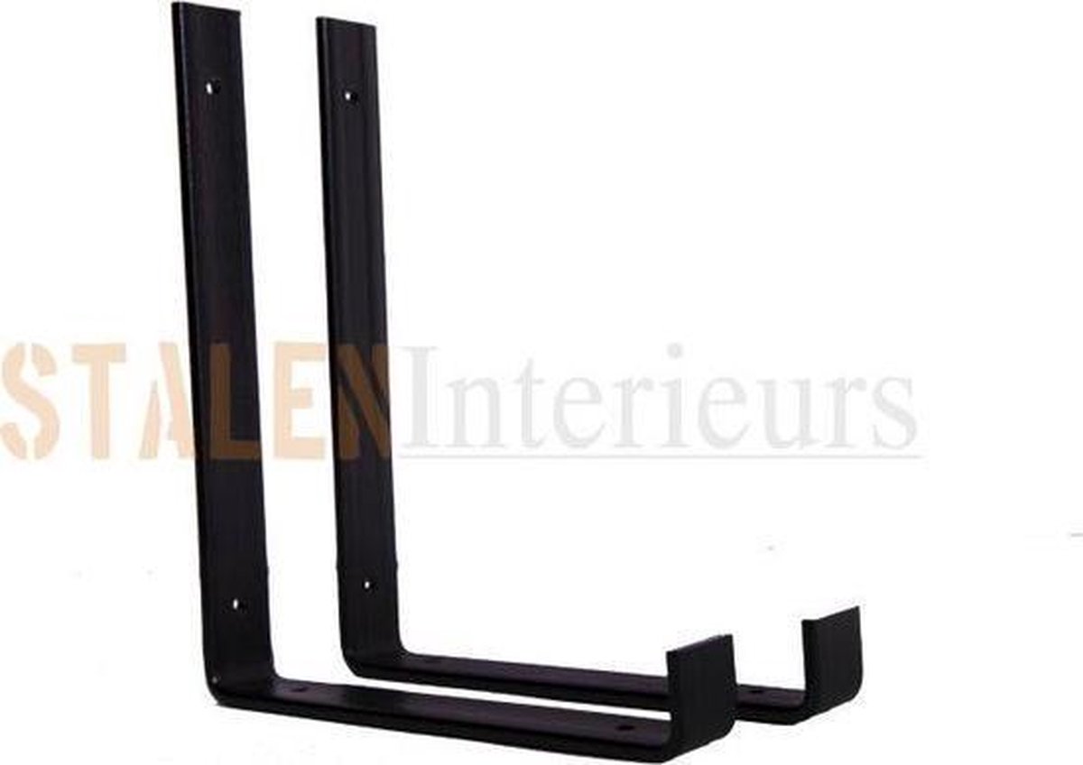 Industriële Plankdragers-Open Staal | Mat Blank| Eikenhout | 150cm ...