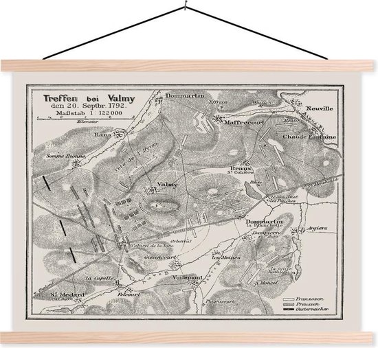 Carte illustrée de la Bataille de Valmy poster textielposter lamelles ...