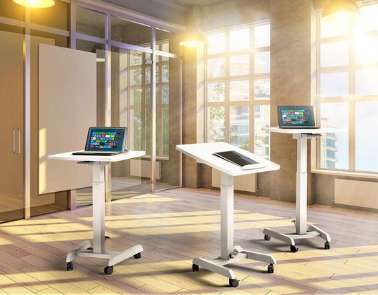 Ergonomische Workstation Lessenaar Op Wielen - Zit-Sta Bureau ...