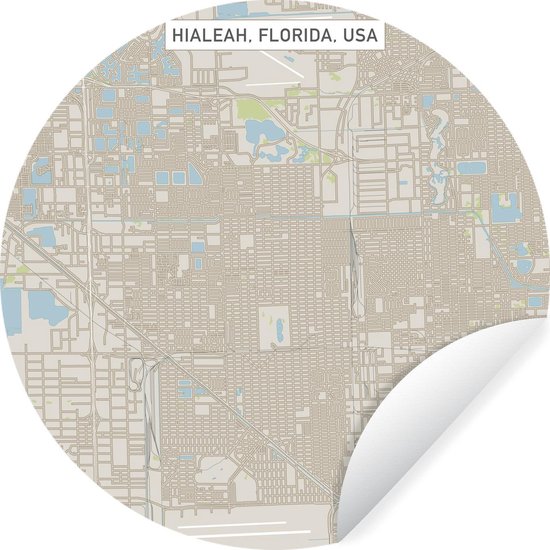 Illustration d'une carte de la ville de Hialeah Sticker mural cercle ...