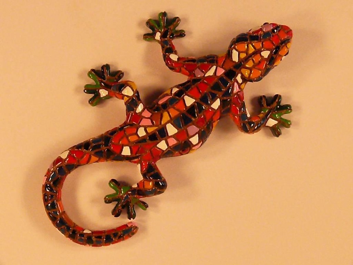 Barcino Design Cintre mural Barcelona Mosaic Gecko coloré 36 cm | bol