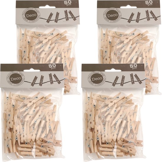 Chaks Hobby mini wasknijpers - 200x - naturel - hout- 2,5 cm | bol