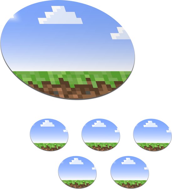 Onderzetters voor glazen - Rond - Gaming - Pixel - Gamen - Gras ...