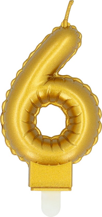 Boland - Kaarsje '6' goud 6 Goud - Black & Gold - Black & Gold ...