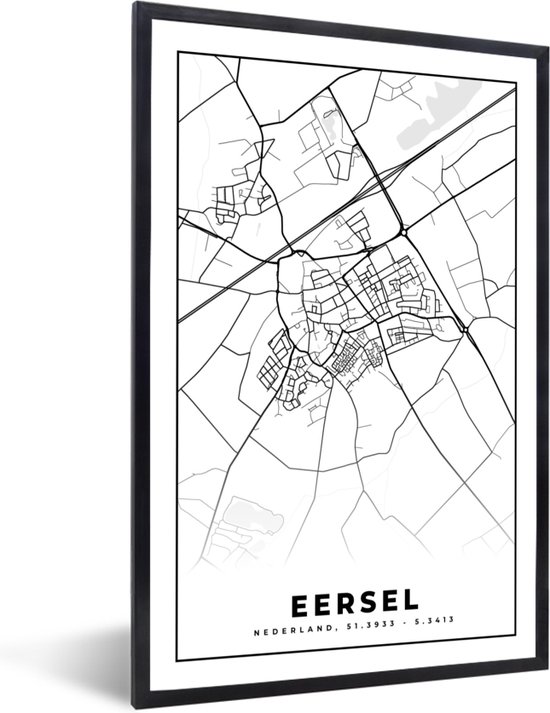 Fotolijst incl. Poster - Plattegrond - Eersel - Kaart - Stadskaart ...