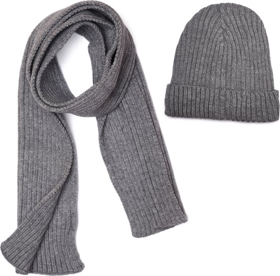 Lajetti - Sjaal en Muts 4-8 jaar Grijs - 2 Delige Winter Set Kind | bol.