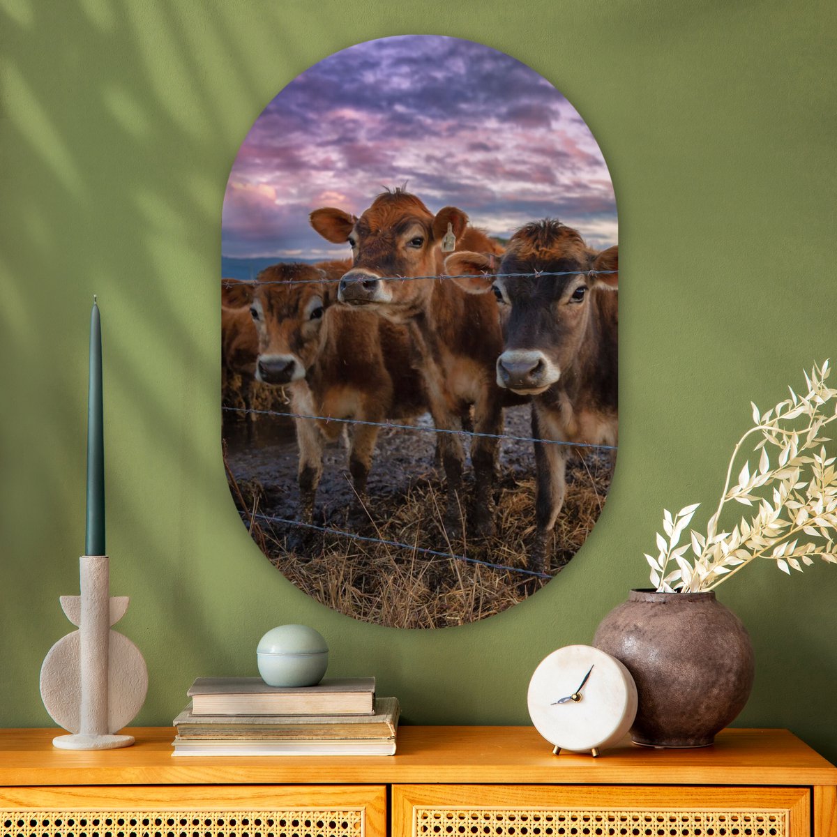 Wall Oval - Décoration murale Plastique - Tableau Ovale - Vache ...