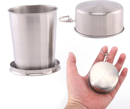 WiseGoods Luxe Outdoor Mok - Beker Opvouwbaar- RVS Cup - Mokken Camping ...