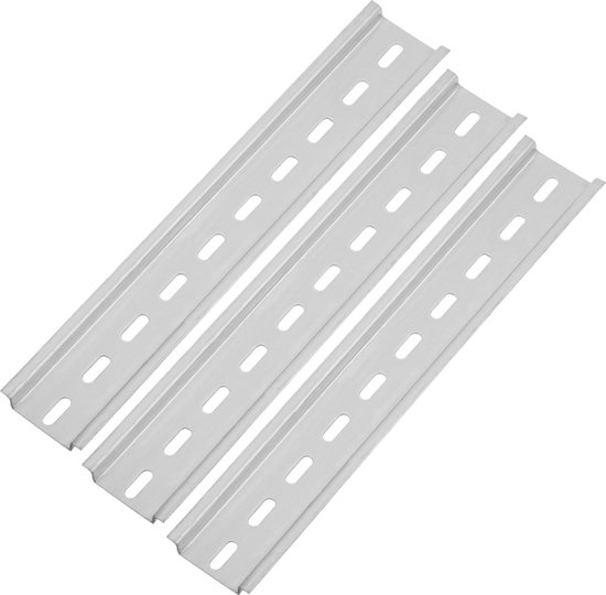BeMatik - Set van 3 zilverkleurige 200mm DIN-rails geperforeerde 35x15 ...