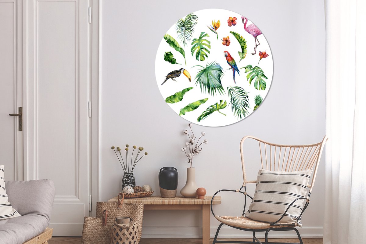 WallCircle - Muurstickers - Behangcirkel - Jungle - Patroon - Dieren - Bladeren -... | bol.com