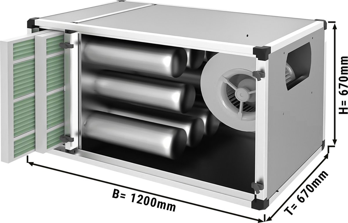 Luchtzuiveringssysteem - 3000 m³ (met voorfilter en actief koolfilter) | GGM Gastro | bol.com