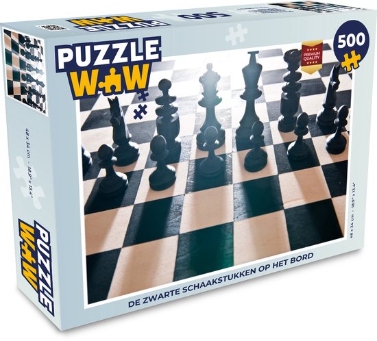 Puzzel De zwarte schaakstukken op het bord - Legpuzzel - Puzzel 500 ...
