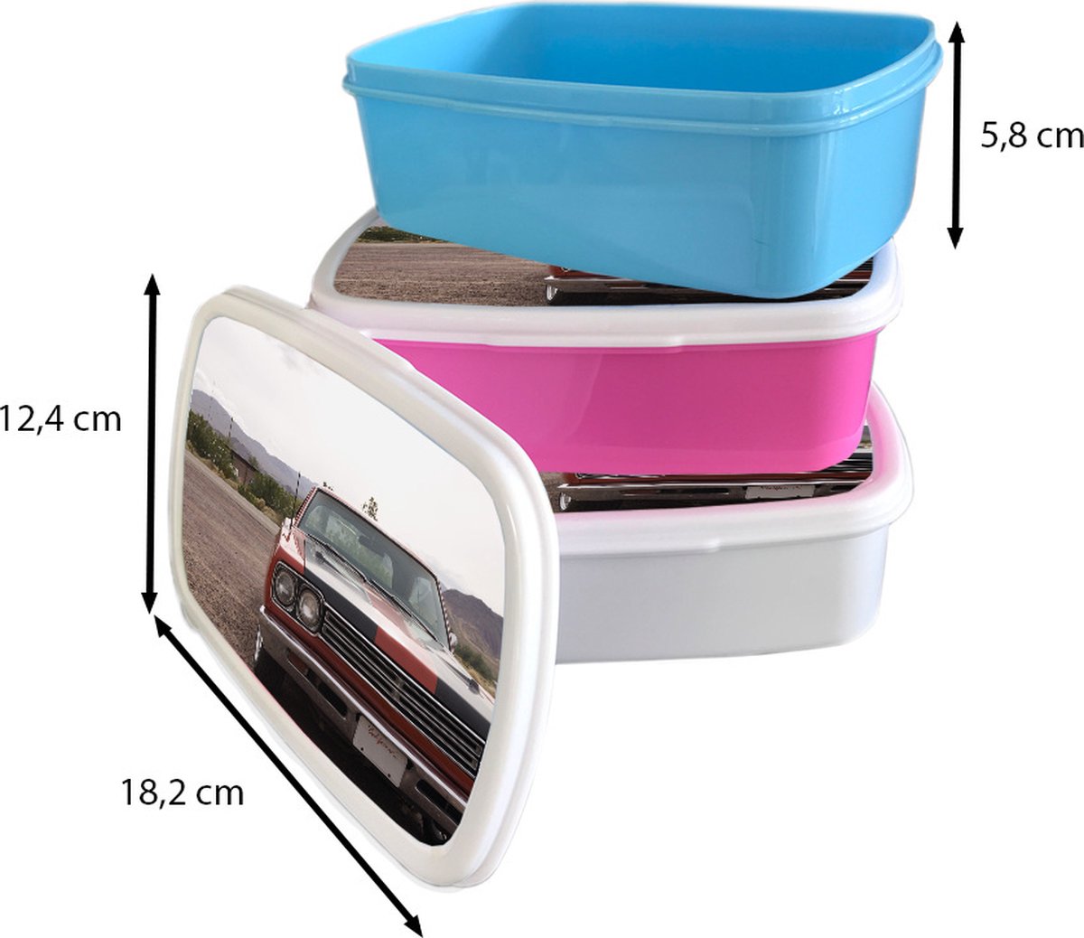 Broodtrommel Wit - Lunchbox - Brooddoos - Muscle car op parkeerterrein ...