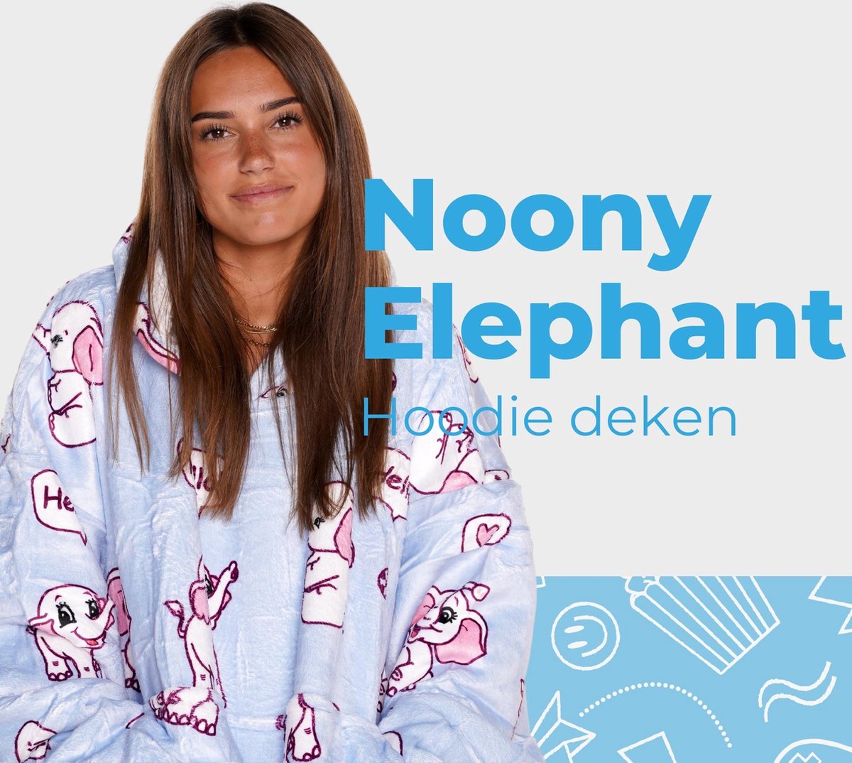 Noony Elephant oversized hoodie deken - plaids met mouwen - fleece ...