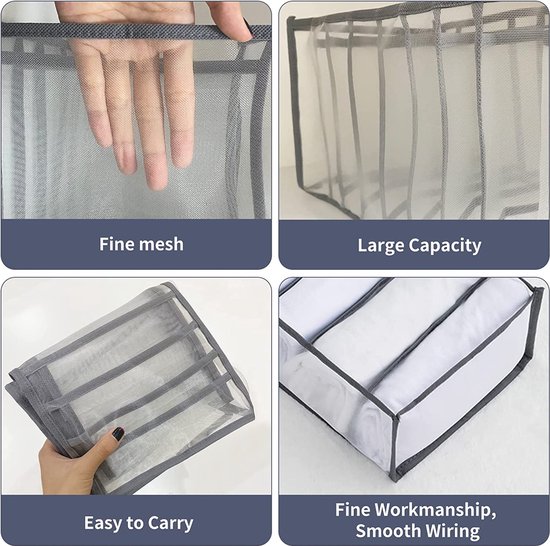 6 stuks kledingopberger van mesh, opvouwbare kledingkast opbergsysteem ...