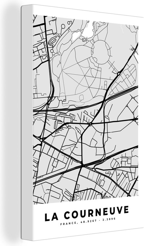 Canvas Schilderij La courneuve – Plattegrond – Frankrijk – Kaart ...