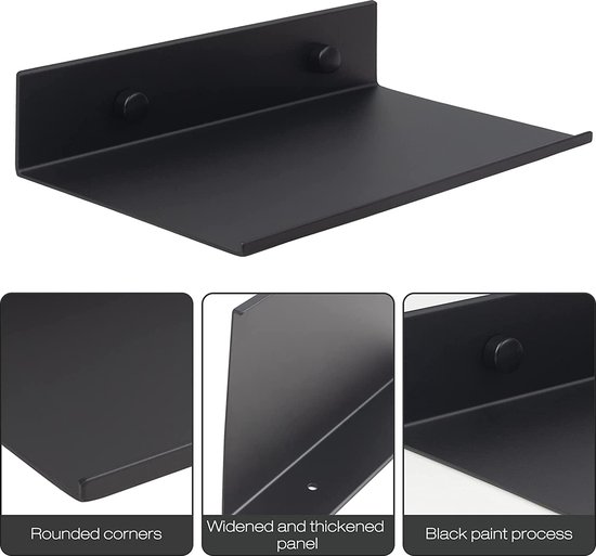 2-delige set 20 cm wandplanken metaal zwart doucheplank badkamerplank ...