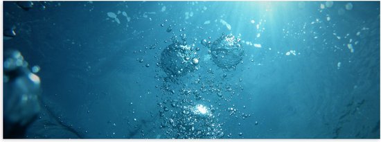 WallClassics - Poster Glanzend – Luchtbellen onder Water - 90x30 cm ...