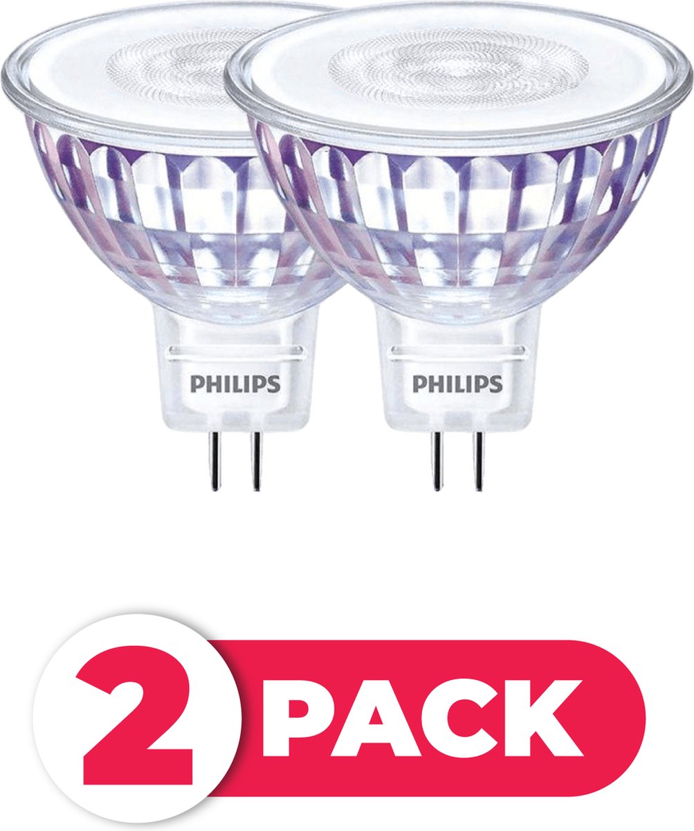 Philips 12V Spot LED GU5.3 - 4.4W (35W) - Koel Wit Licht - Niet Dimbaar - 2 stuks | bol.com