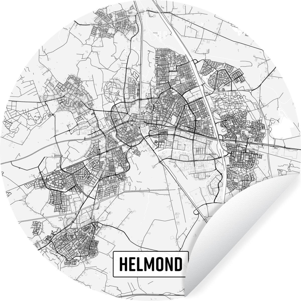 City map Helmond Wall sticker papier peint cercle - Carte 50x50 cm ...