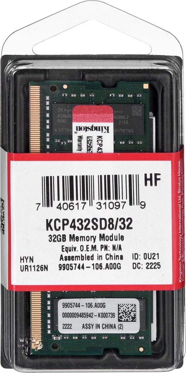 RAM Memory Kingston KCP432SD8/32 32 GB 3200 MHz 32 GB DDR4 | bol