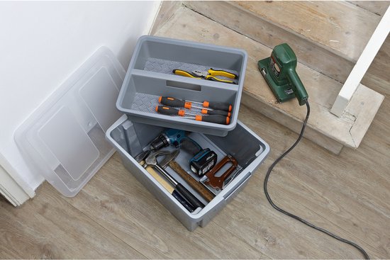 Sunware set van 2x opslagboxen 32 liter lichtgrijs 45 x 36 x 24 cm met ...