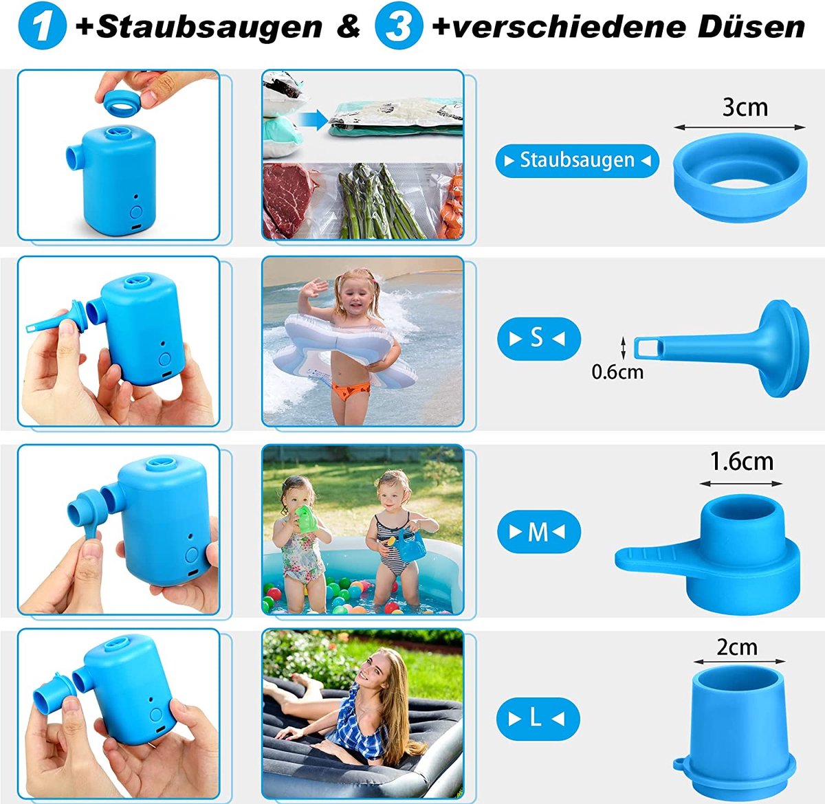 Elektrische luchtbedpomp - Elektrische Pomp - Luchtbed Pomp Opblaasbaar ...