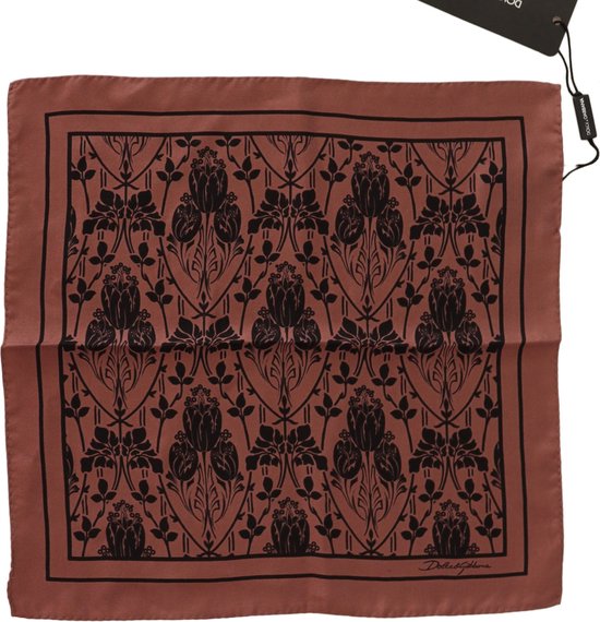 Dolce & Gabbana - Brown Floral Silk Square Handkerchief Scarf | bol.com