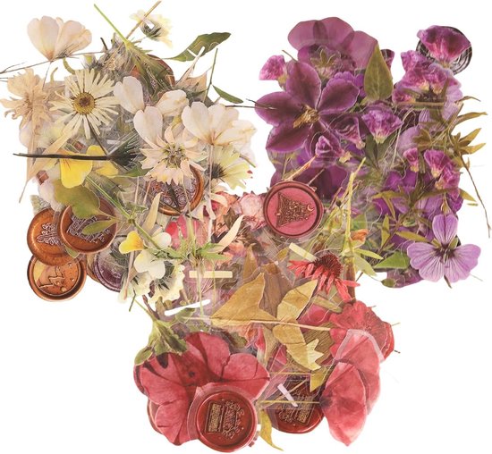 Pressed Flower Dried Flower Sticker Set - 120 Pieces - Artificial Resin ...