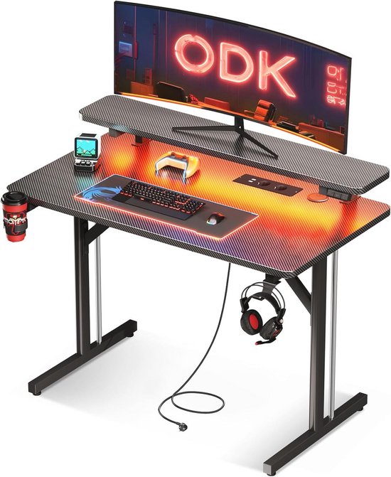 Klein Gaming Bureau met LED-verlichting, Stopcontacten en ...