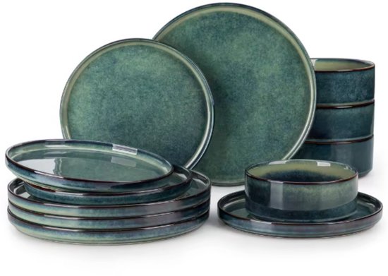 Santivo Serviesset - 24 delig - 8 persoons - Groen - Dinerborden ...