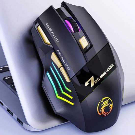 Gaming Muis, 7-Knops 2.4G Draadloos, Stille Optische, Ergonomisch ...