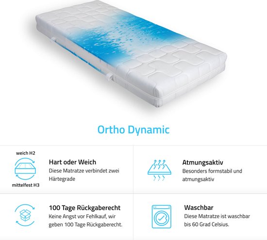 HOME DELUXE - ORTHO DYNAMIC matras - 100 x 200 cm - zacht & medium ...
