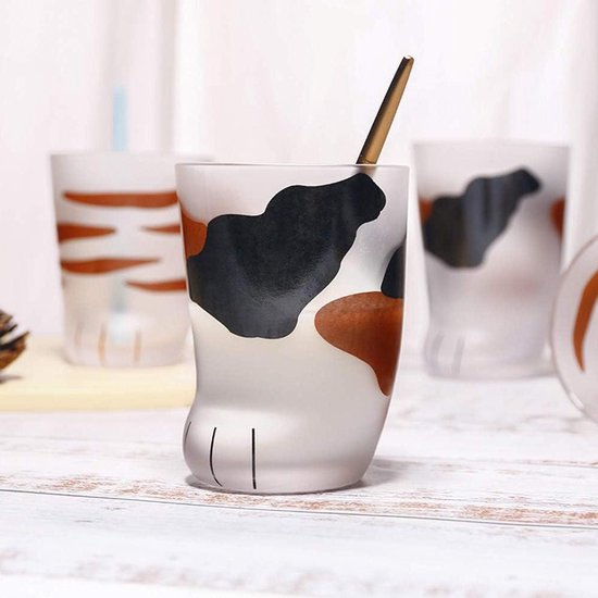 Leuke Kat Poten Glazen Mok - Melk Glazen Beker - Leuke Kat Voet Klauw ...