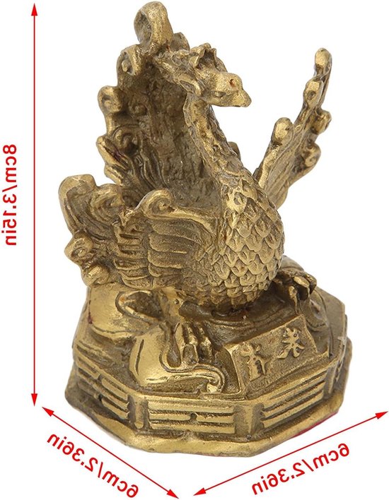Beeldjes - Chinese Messing Phoenix Standbeeld Feng Shui Sculptuur Geluk ...