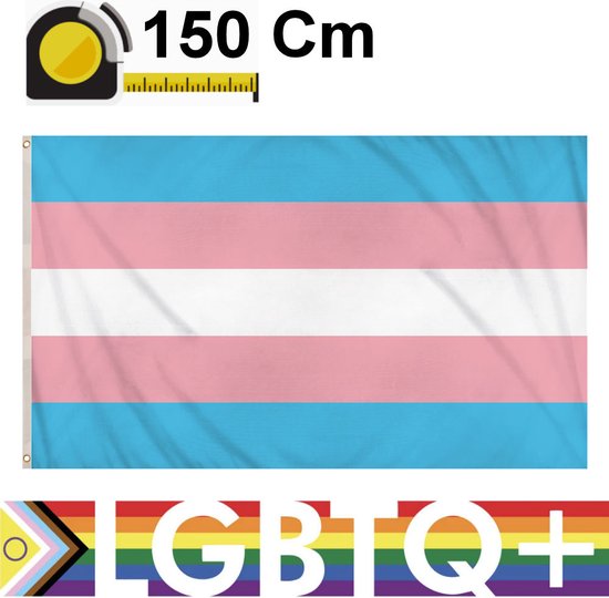 Henbrandt - Transgender Vlag - Gay Pride Vlag van Polyester - Afm 150 x 90 Cm - Met... | bol