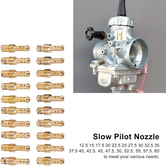 20 Pcs Trage Pilot Jets 12.5-60 Metalen Vervanging voor MIKUNI VM TM ...