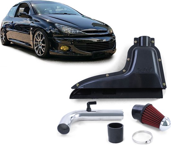 Luchtfilter auto - voor Peugeot 206 - ABS-behuizing carbonlook - zwart | bol