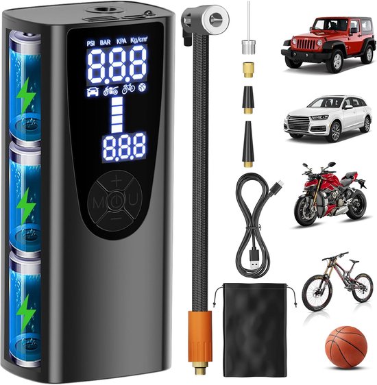 Draagbare Luchtcompressor 150PSI - Elektrische Mini Bandenpomp met Digitaal... | bol