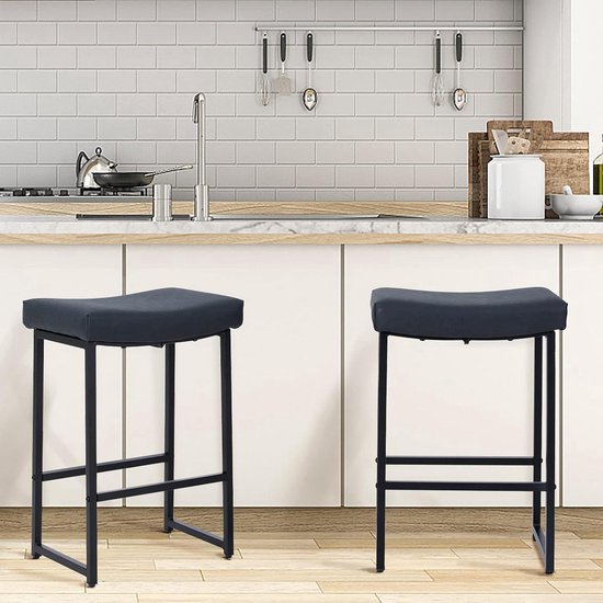 Moderne barkrukken zonder rugleuning - set van 2 - PU-leer - zithoogte ...